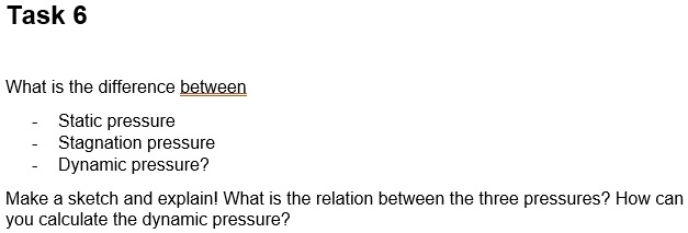 SOLVED: Task 6 What is the difference between Static pressure ...