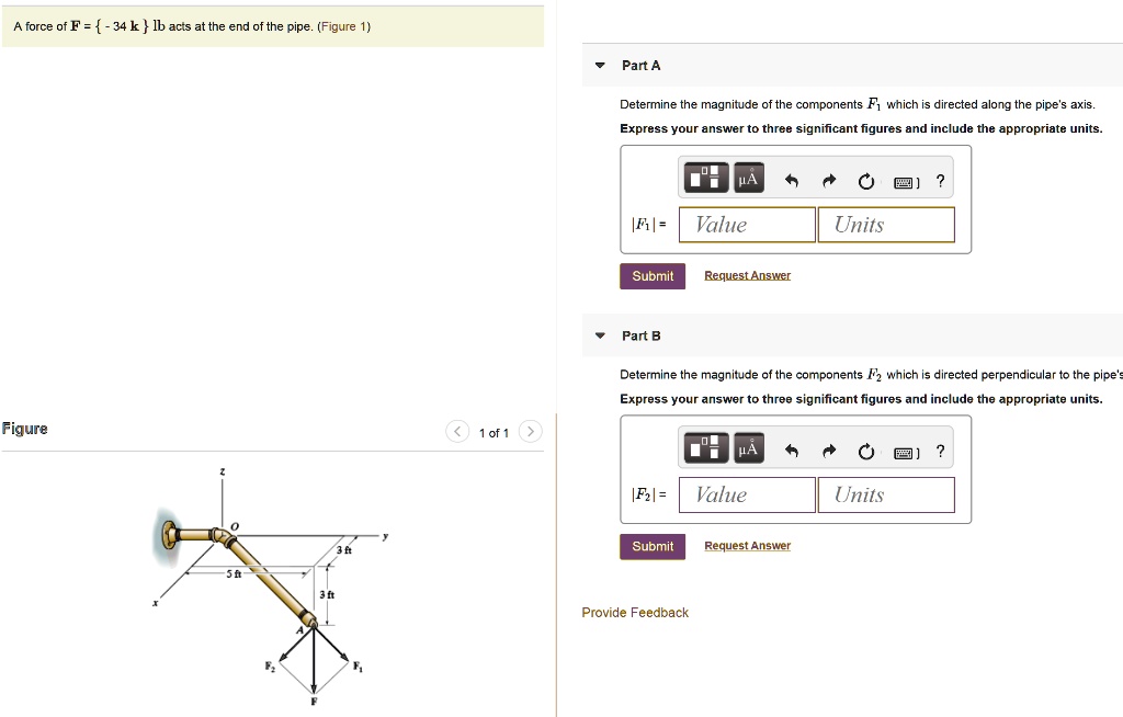 SOLVED: Text: A force of F = 34 kN acts at the end of the pipe. (Figure ...