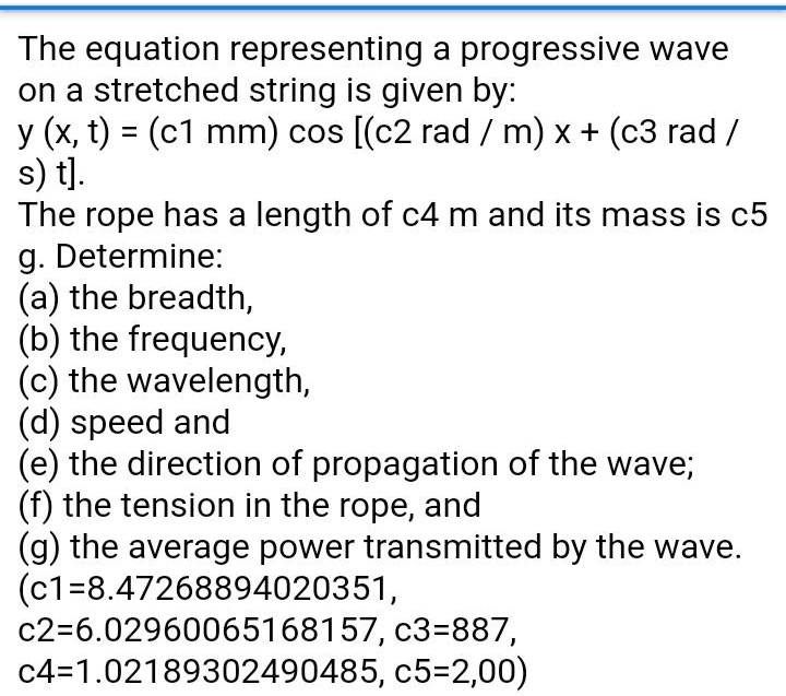 SOLVED:The equation representing a progressive wave on a stretched ...