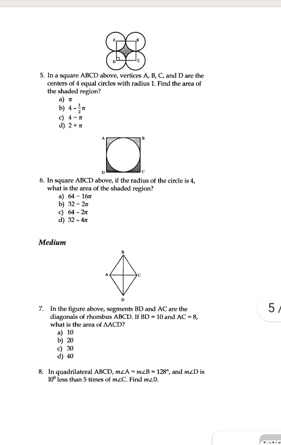 SOLVED: In a square ABCD, vertices A, C, and D are the centers of equal ...