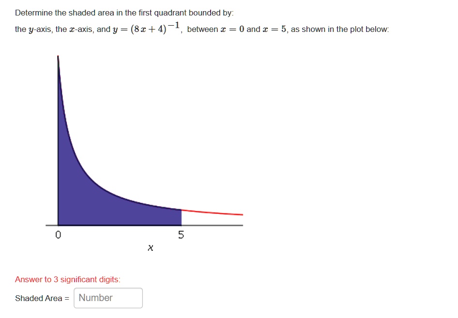 SOLVED:Determine the shaded area in the first quadrant bounded by: the ...