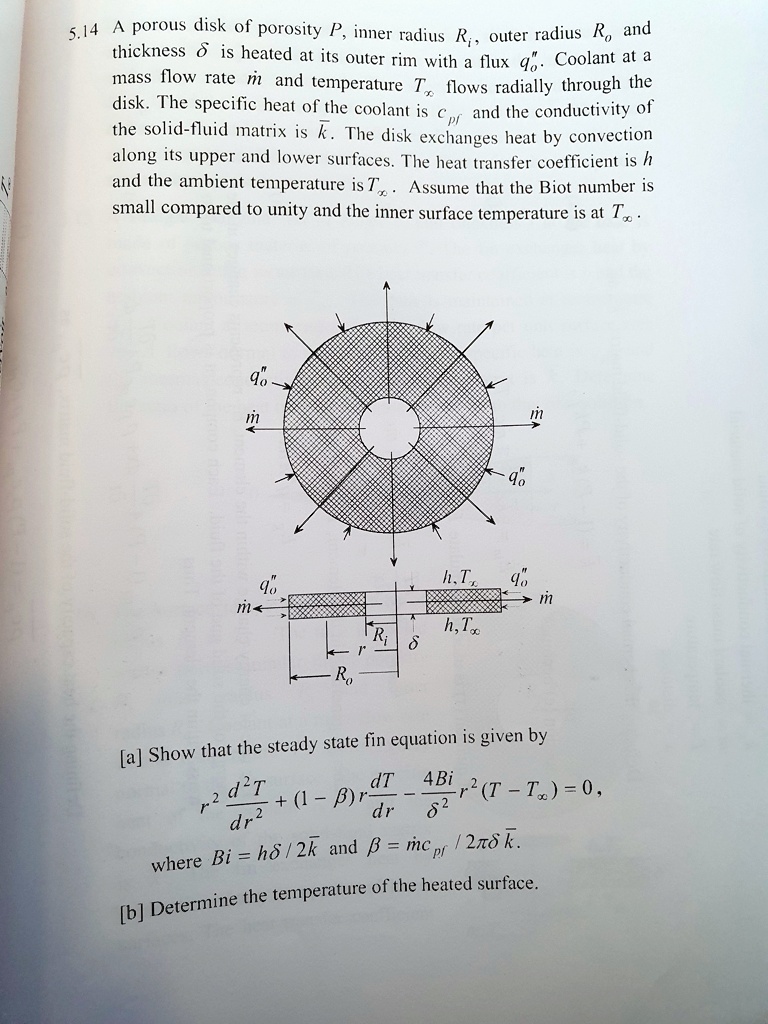 SOLVED: 5.14 A porous disk of porosity P, inner radius R(i), outer ...