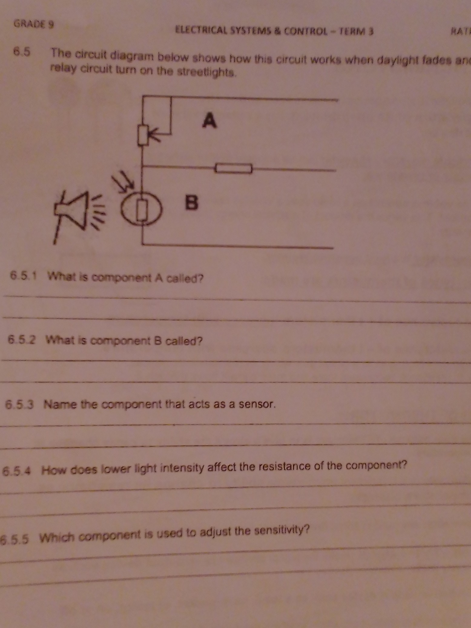 grade 9 electrical systems control term 3 mat 65 the circuit diagram ...