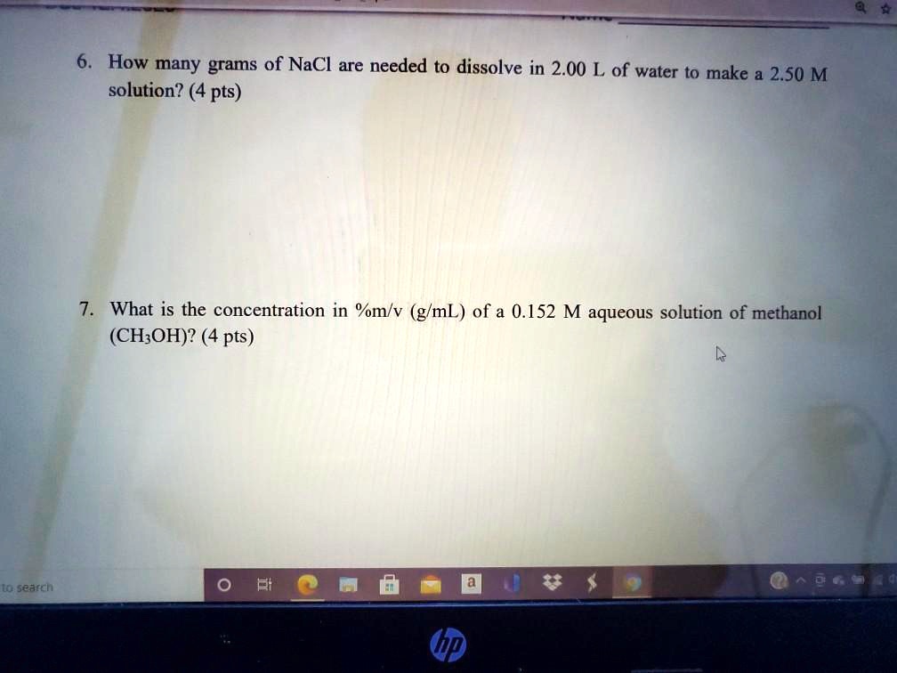 6 how many grams of naci are needed to dissolve in 200 l of water to ...