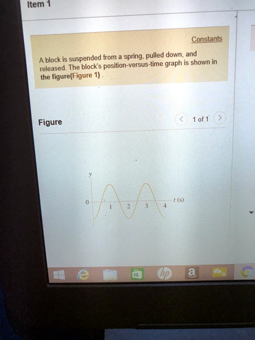 SOLVED: Constants Suspended from a spring, pulled down, and a block is released. The block's ...
