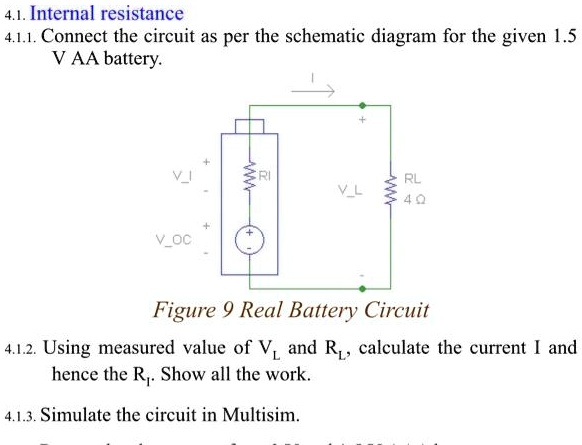 SOLVED: simulate in multisim 4.i.Internal resistance 4.1.1. Connect the circuit as per the ...