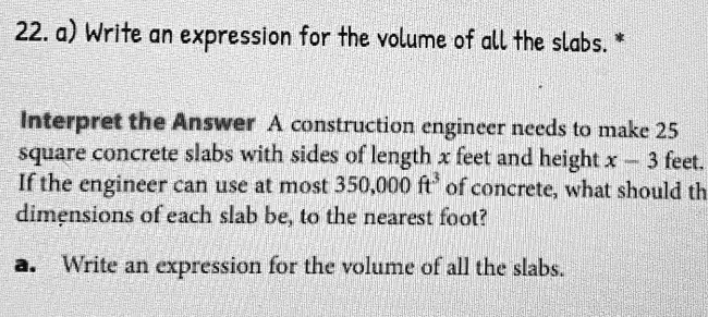 22. a) Write an expression for the volume of all the slabs....