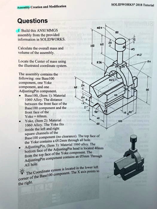 SOLVED: SOLIDWORKS 2018 Tutorial Assembly Creation and Modification ...