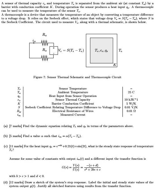 SOLVED: A sensor of thermal capacity c, and temperature T is separated ...