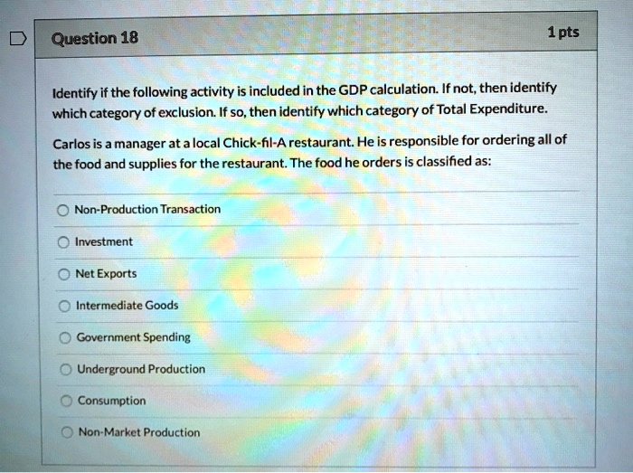 SOLVED: Question 18 1pts Identify if the following activity is included ... SOLVED: Question 18 1pts Identify if the following activity is included ...