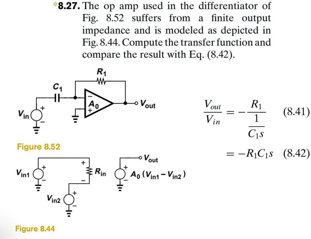 SOLVED: *8.27. The op amp used in the differentiator of Fig. 8.52 ...