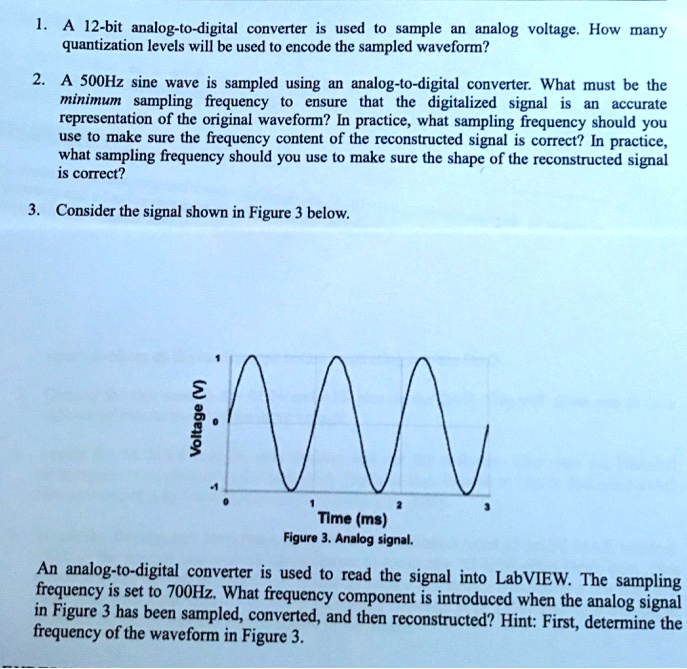 SOLVED: A 12-bit analog-to-digital converter is used to sample an analog voltage. How many ...
