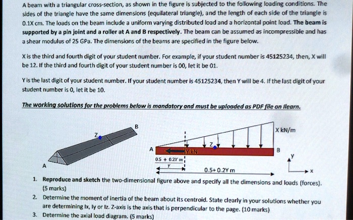 need help asapquestions 1 2 and 3x25 and y 8 a beam with a triangular cross section as shown in ...