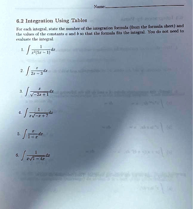there isnt a table name 62 integration using tables for each ...