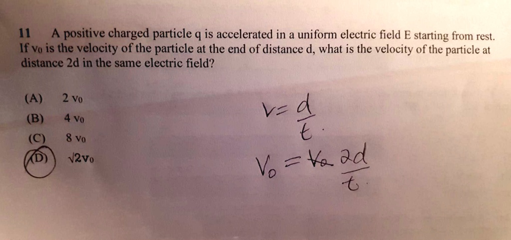 SOLVED: 11 A positive charged particle 4 is accelerated in a uniform electric field E starting ...