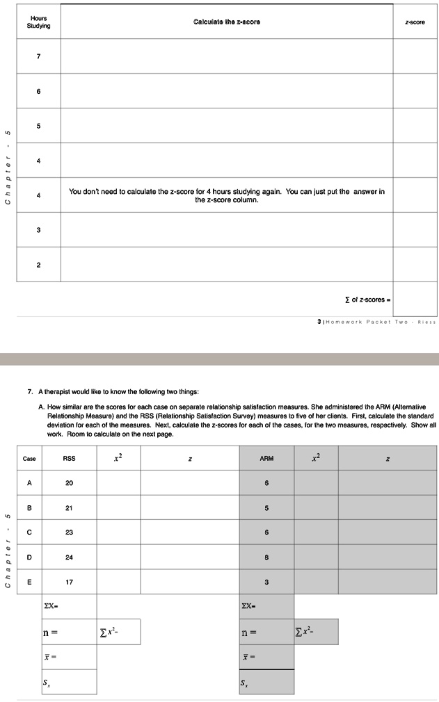 SOLVED: Texts: Hours Studying Calculating the z-scores z-score 6 5 You ...