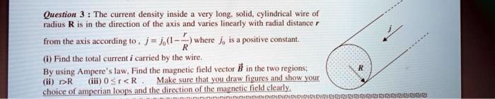SOLVED: Question 3: The current density inside a very long solid ...