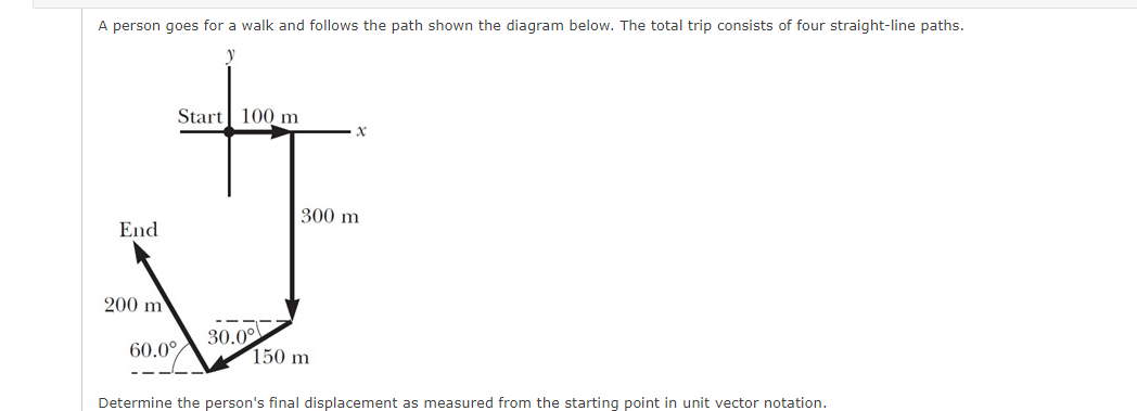 a person goes for a walk and follows the path shown the diagram below ...