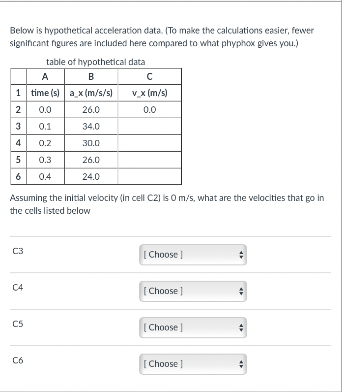 SOLVED: Below is hypothetical acceleration data. (To make the ...