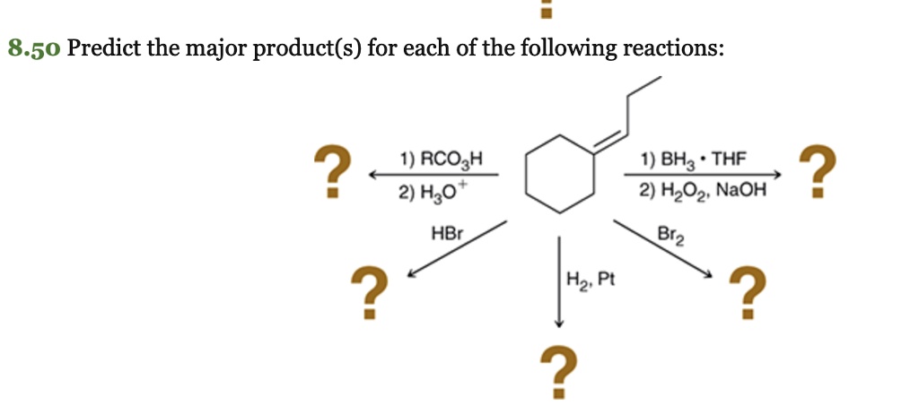 8.50 Predict the major product(s) for each of the following reactions: ? 1) RCO3H 2) H3O^+ 1 ...