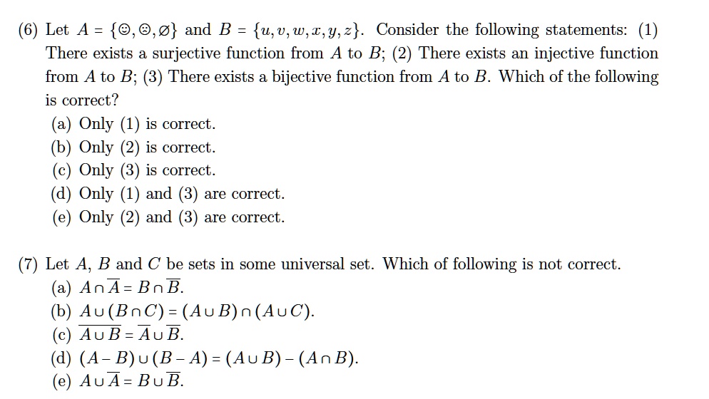SOLVED: Let A = 0, 0, 0 and B = u, v, w, 1, y, 2. Consider the following statements: (1) There ...