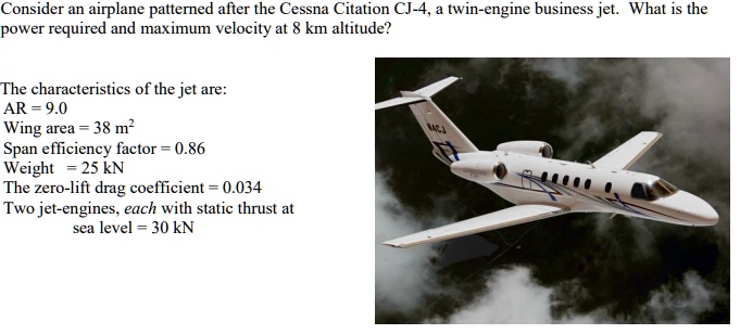Consider an airplane patterned after the Cessna Citation CJ-4, a twin ...