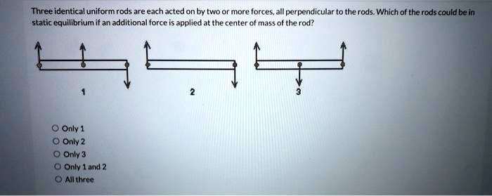 three identical uniform rods are each actedon by two mom forcesall ...