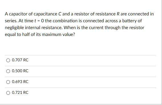 a capacitor of capacitance c and resistor of resistance r are connected ...