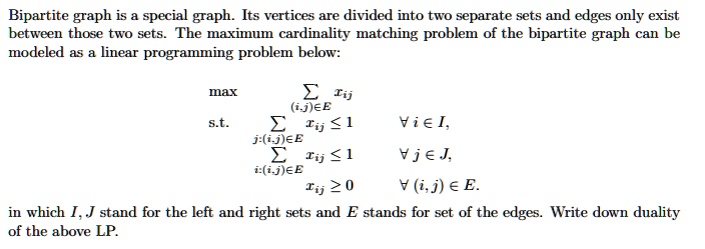 SOLVED: Bipartite graph is a special graph. Its vertices are divided ... SOLVED: Bipartite graph is a special graph. Its vertices are divided ...
