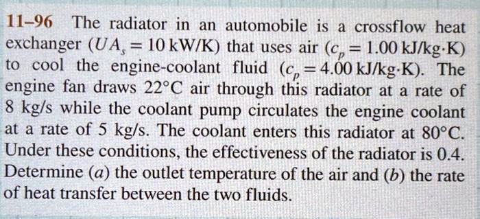 texts 11 96 the radiator in an automobile is a crossflow heat exchanger ...