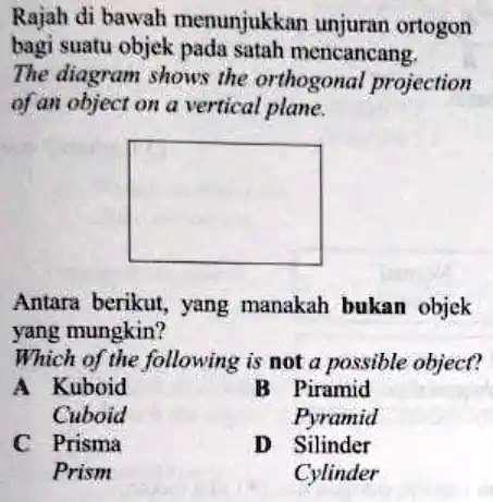 SOLVED: The diagram shows the orthogonal projection of an object on a ...