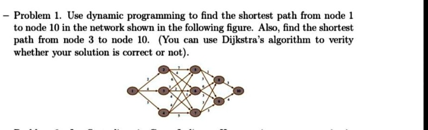 Problem 1 Use Dynamic Programming To Find The Shortest Path From Node 1 To Node 10 In The 
