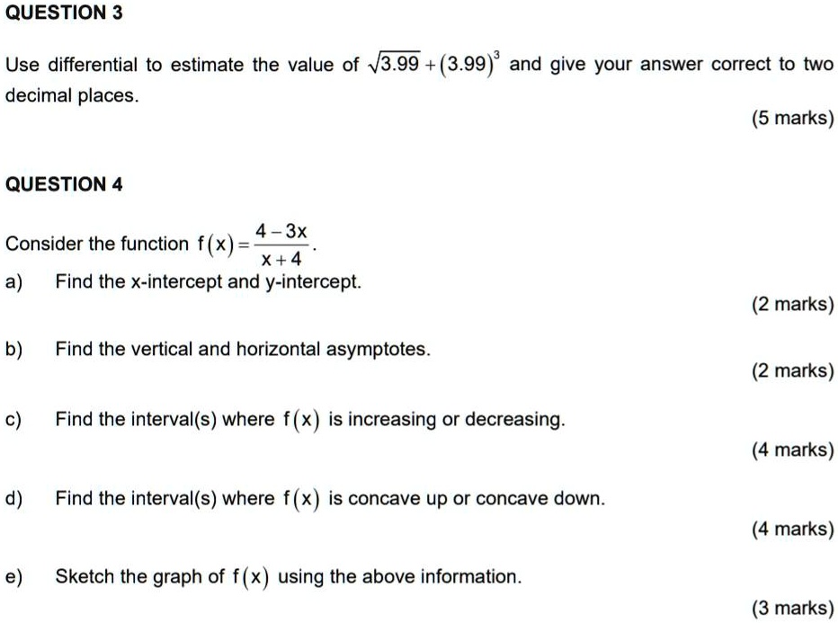 SOLVED: QUESTION 3 Use differentials to estimate the value of 13.9g ...