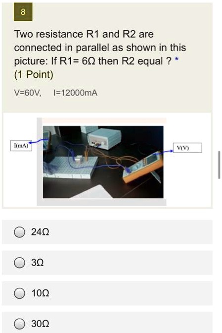 SOLVED: Two resistances R1 and R2 are connected in parallel as shown in this picture. If R1 ...