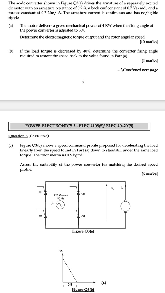 SOLVED: Power Electronics The AC-DC converter shown in Figure Q3(a ...