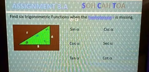 SOLVED: Assignment 3: SOH CAH TOA - Finding Six Trigonometric Functions ...