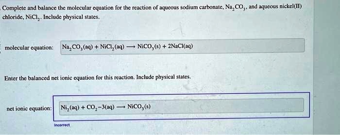 SOLVED: Texts: Complete and balance the molecular equation for the reaction of aqueous sodium ...