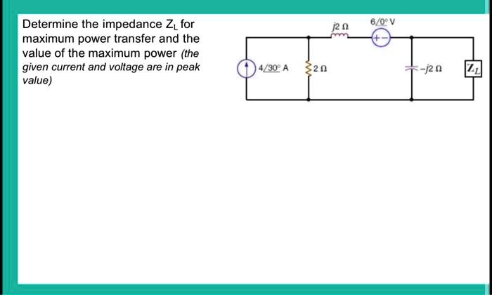 SOLVED: Determine the impedance Zi for maximum power transfer and the value of the maximum power ...