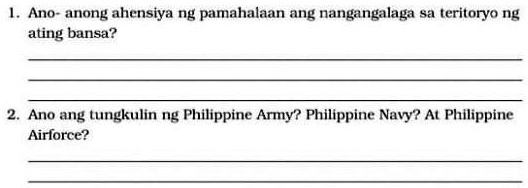 SOLVED: Help me in this subject. Ano-ano ang ahensiya ng pamahalaan ang ...