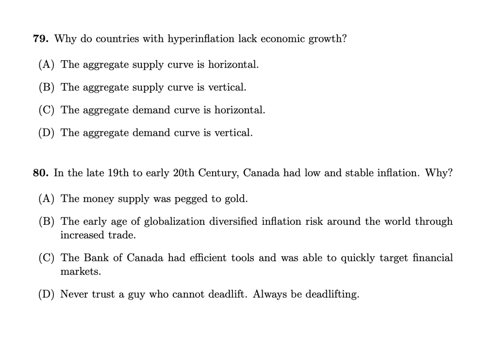 SOLVED: 79 Why do countries with hyperinflation lack economic growth ...