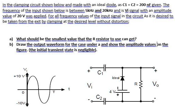 SOLVED: Please write the answers on paper. In the clamping circuit shown below and made with an ...
