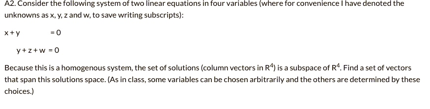 SOLVED:A2. Consider the following system of two linear equations in ...