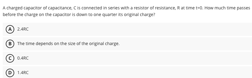 SOLVED: A charged capacitor of capacitance, C is connected in series with a resistor of ...