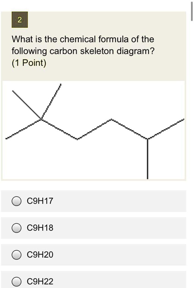 SOLVED: What is the chemical formula of the following carbon skeleton ...