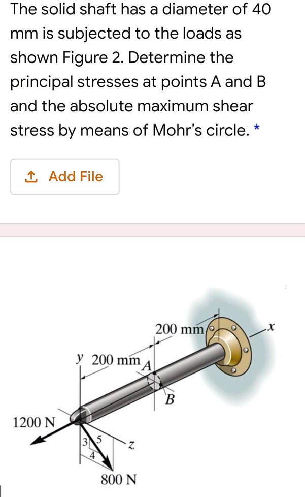 The solid shaft has a diameter of 40 mm is subjected to the loads as ...