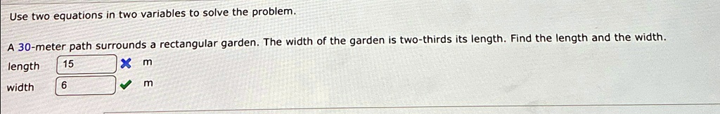 use two equations in two variables to solve the problem a 30 meter path ...