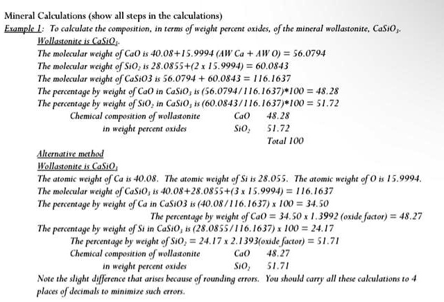 texts mineral calculations show all steps in the calculations example 1 to calculate the ...