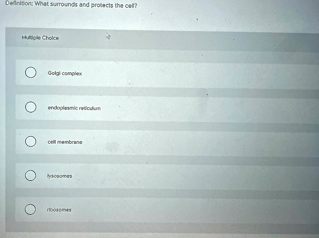 definition what surrounds and protects the cell multiple choice golgi ...