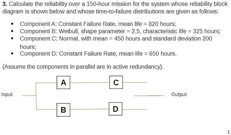 3 calculate the reliability over a 150 hour mission for the system ...