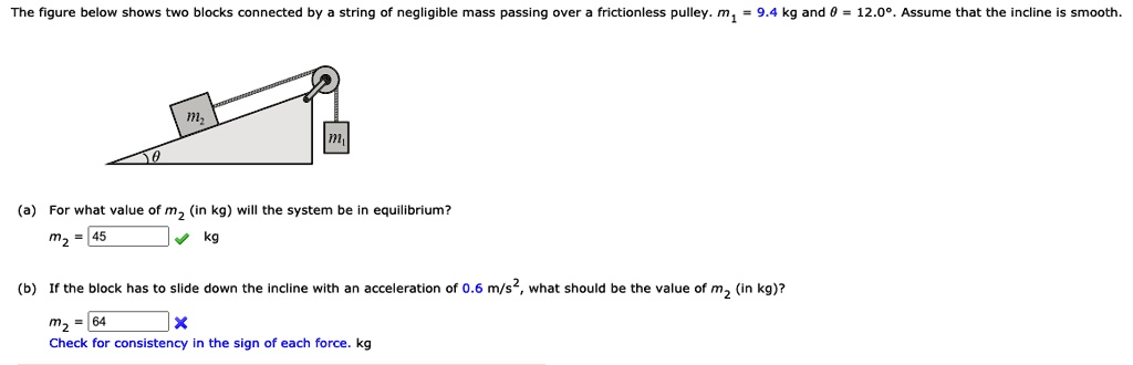the figure below shows two blocks conne cted by string of negligible mass passing over ...